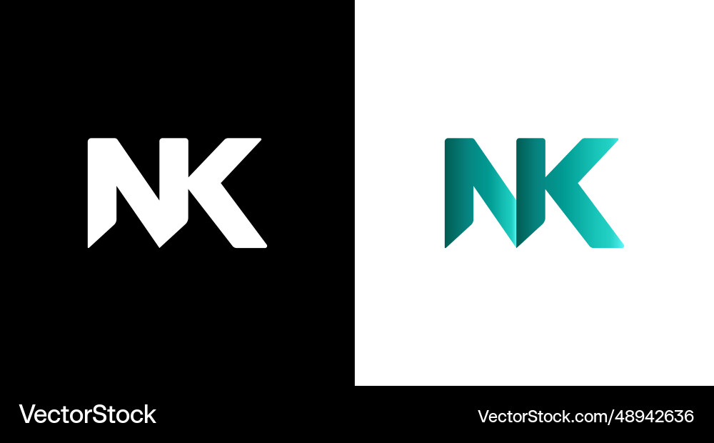 Nk monogram logo design nk icon brand identity Vector Image