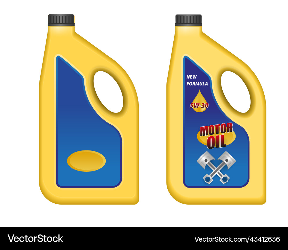 Realistic motor oil bottle ads with editable text Vector Image