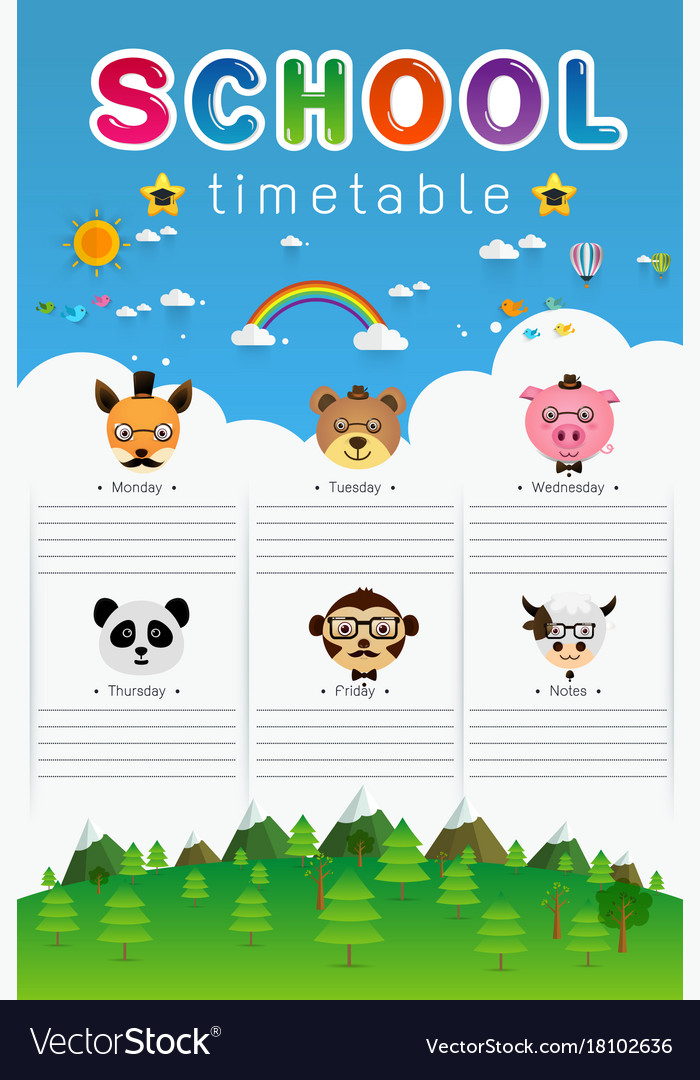 School timetable Royalty Free Vector Image - VectorStock