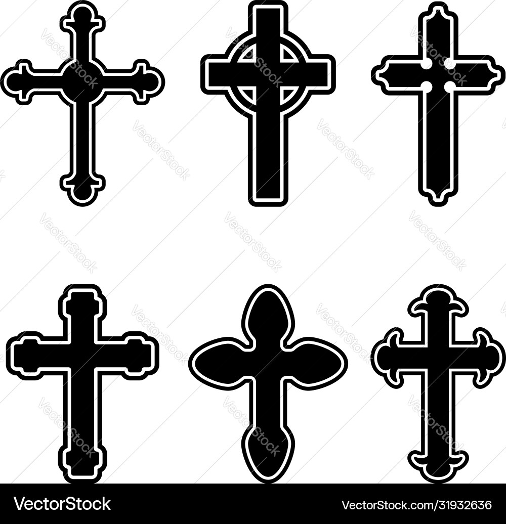Set christian religious crosses design Royalty Free Vector
