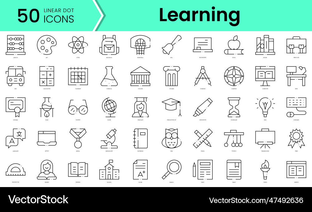 Set of learning icons line art style bundle Vector Image