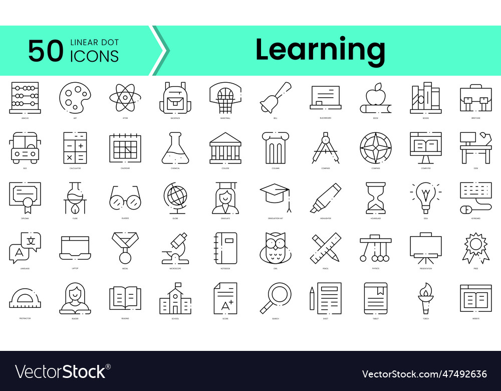 Set of learning icons line art style icons bundle Vector Image