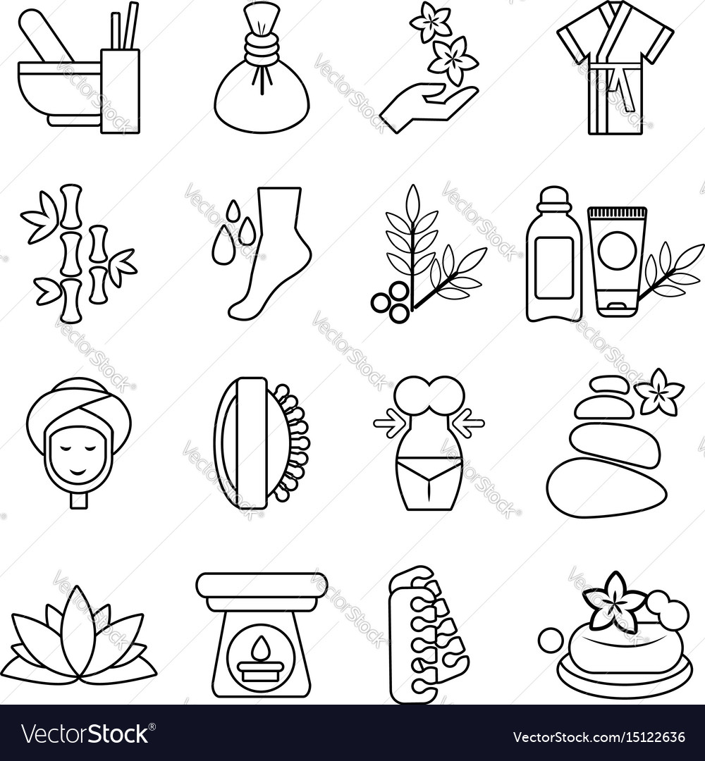 Spa salon icons set outline style Royalty Free Vector Image