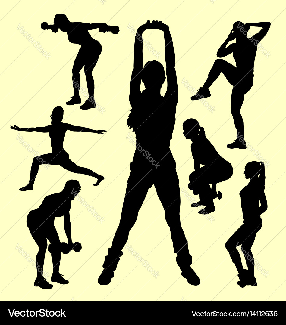 Training sport female activity silhouette Vector Image