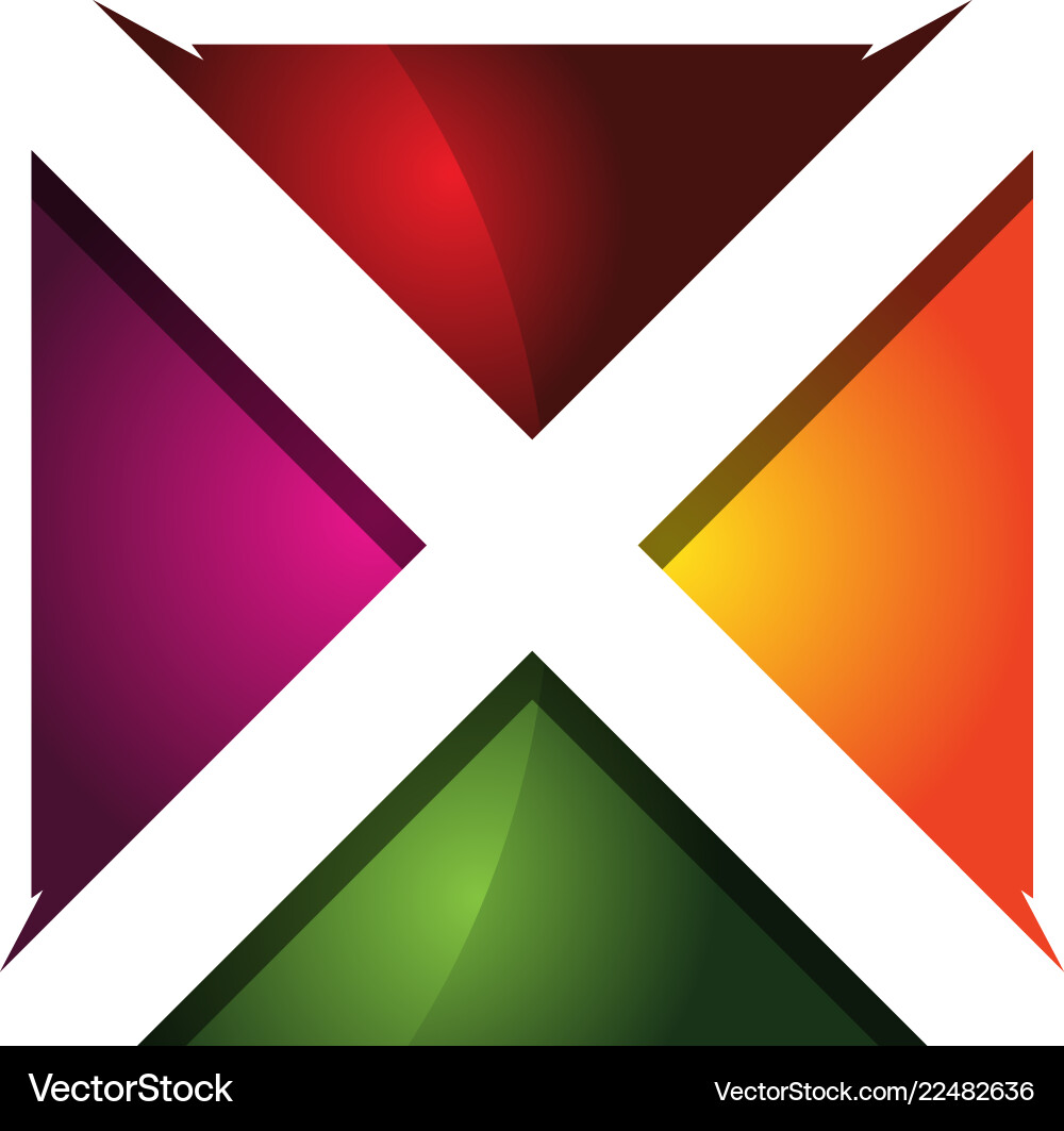 X 3d colorful square letter logo icon design Vector Image