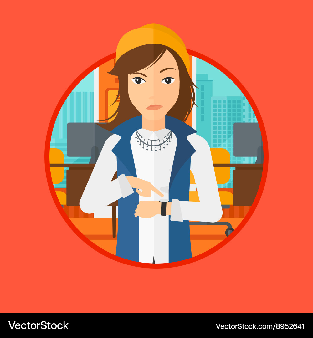 Angry boss pointing at wrist watch Royalty Free Vector Image