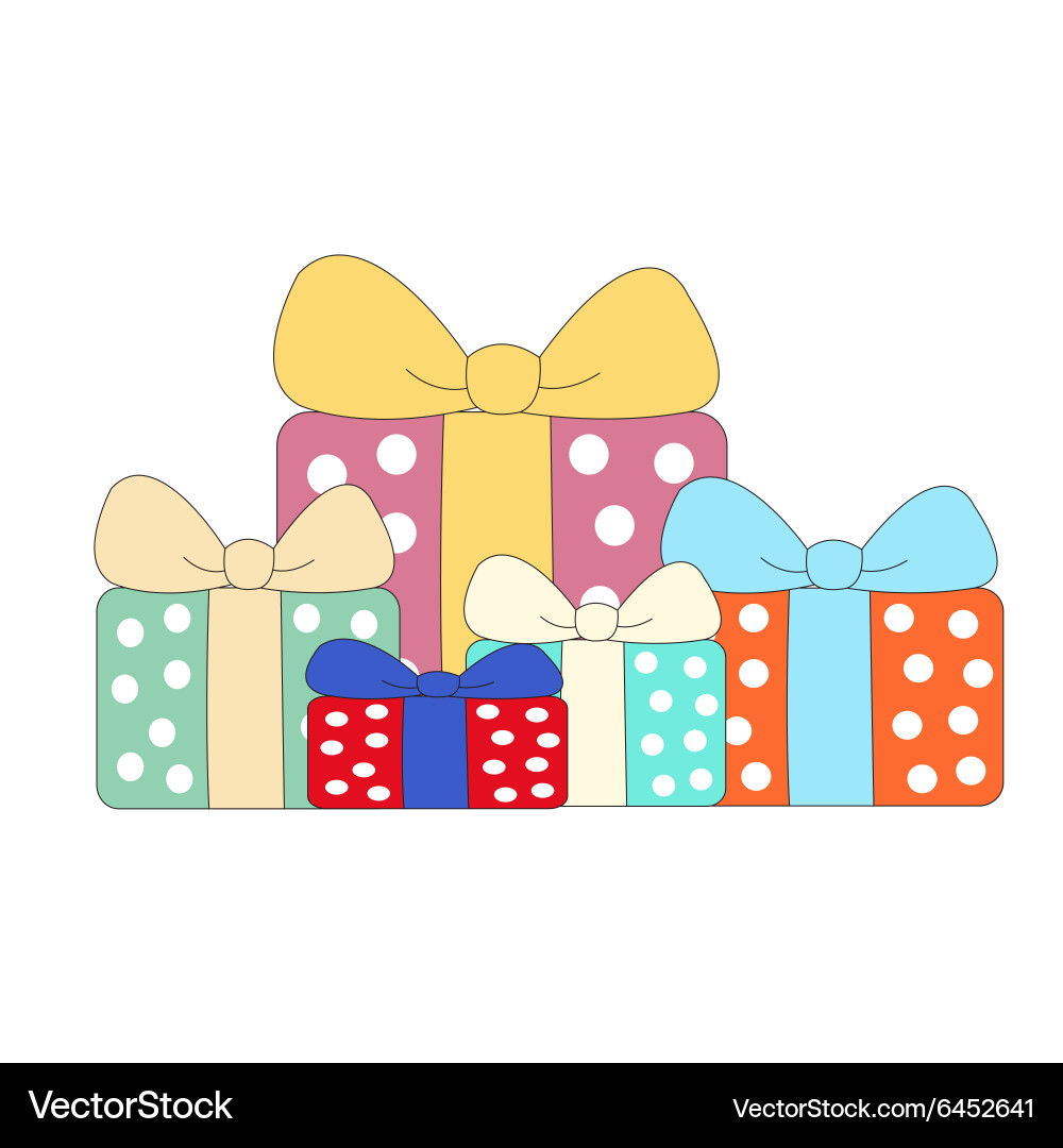Colorful gift box symbol set isolated on white Vector Image