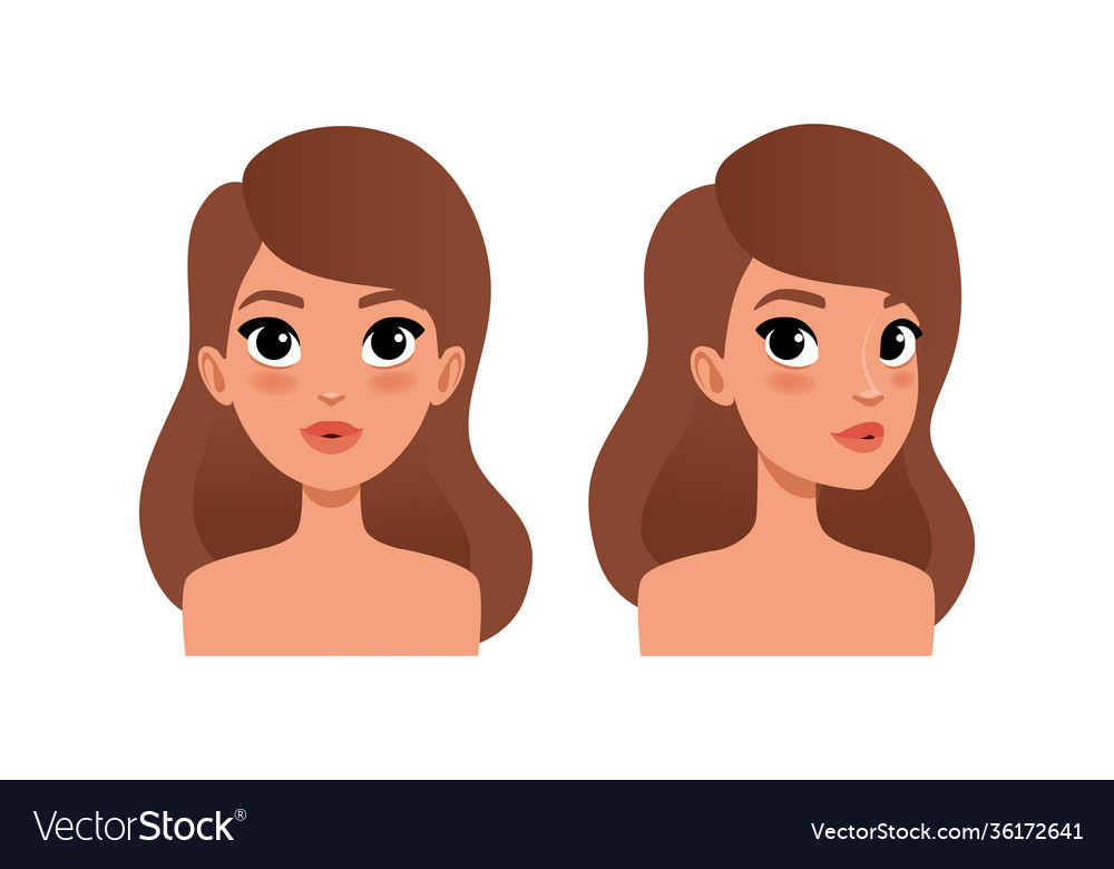 Cute girl with long brown hair pretty young woman Vector Image