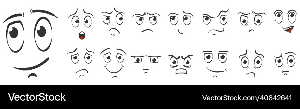 Face expressions emotions hand drawn doodle style Vector Image