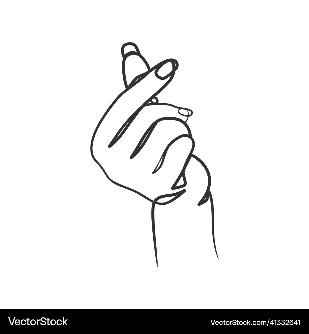Hand with fingers in heart shape in continuous Vector Image
