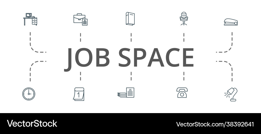 Job space icon set contains editable icons theme Vector Image