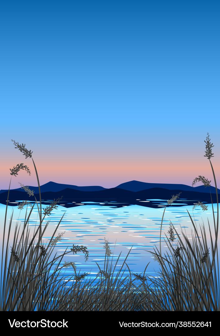 Landscape at sunset Royalty Free Vector Image - VectorStock