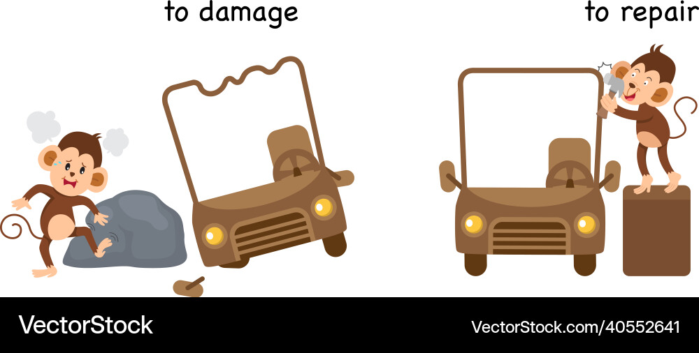 Opposite to damage and repair Royalty Free Vector Image