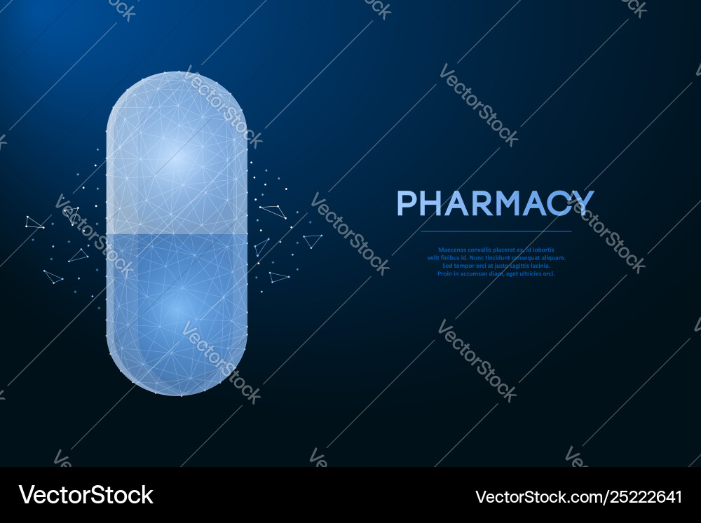 Pill capsule made polygonal wireframe mesh low Vector Image