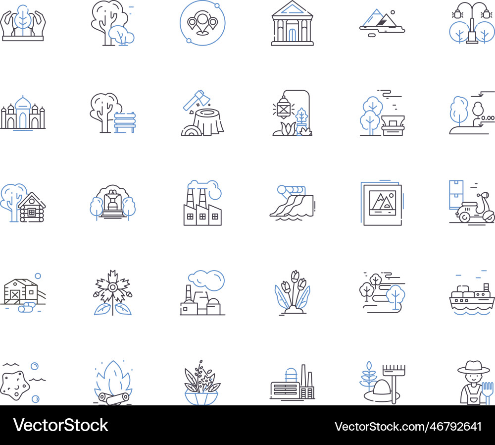 Seascapes line icons collection ocean waves Vector Image