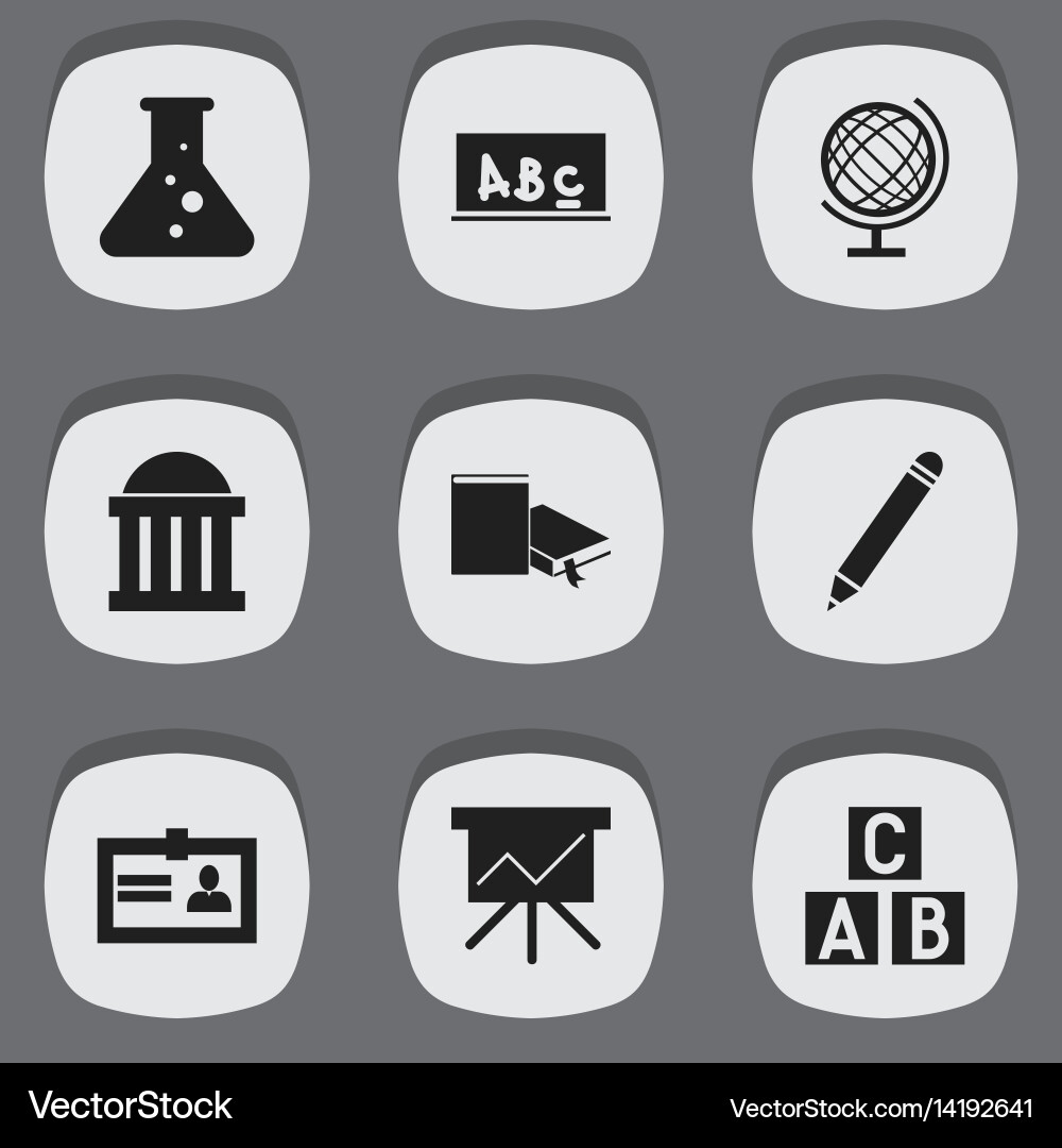 Set of 9 editable university icons includes Vector Image
