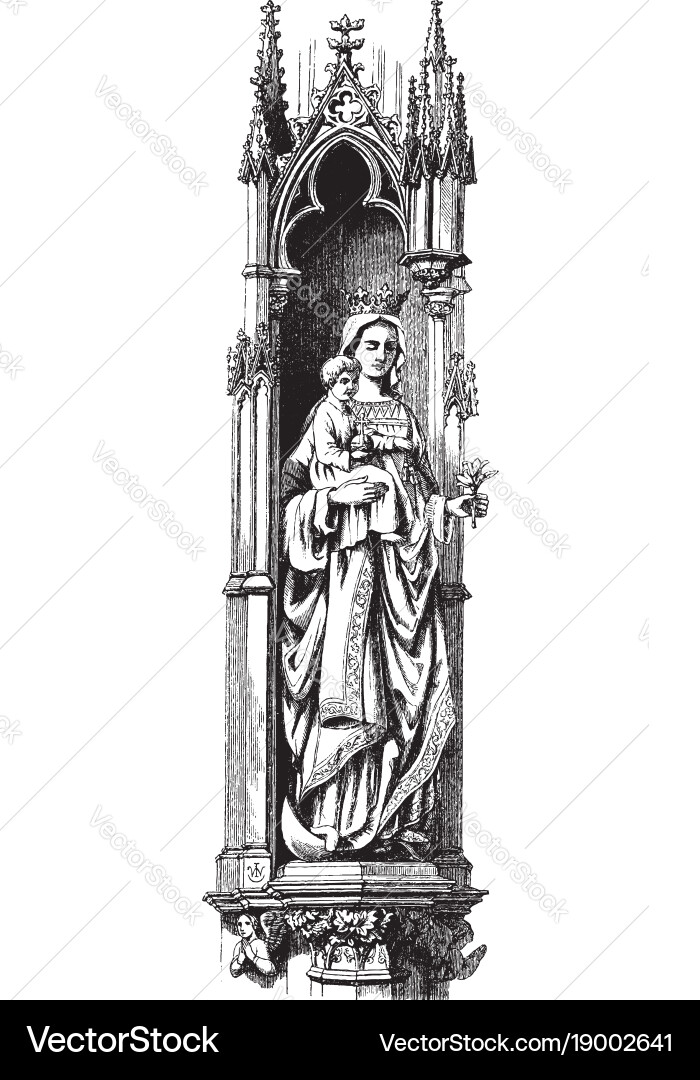 Statue of virgin and savior is made stone Vector Image