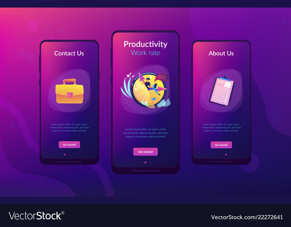 Time management app interface template Royalty Free Vector