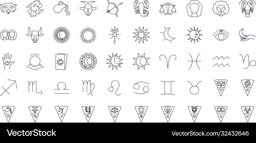 Astrology signs icon set line style Royalty Free Vector
