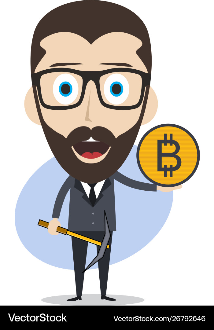 Bitcoin crypto currency theme cartoon gentleman Vector Image
