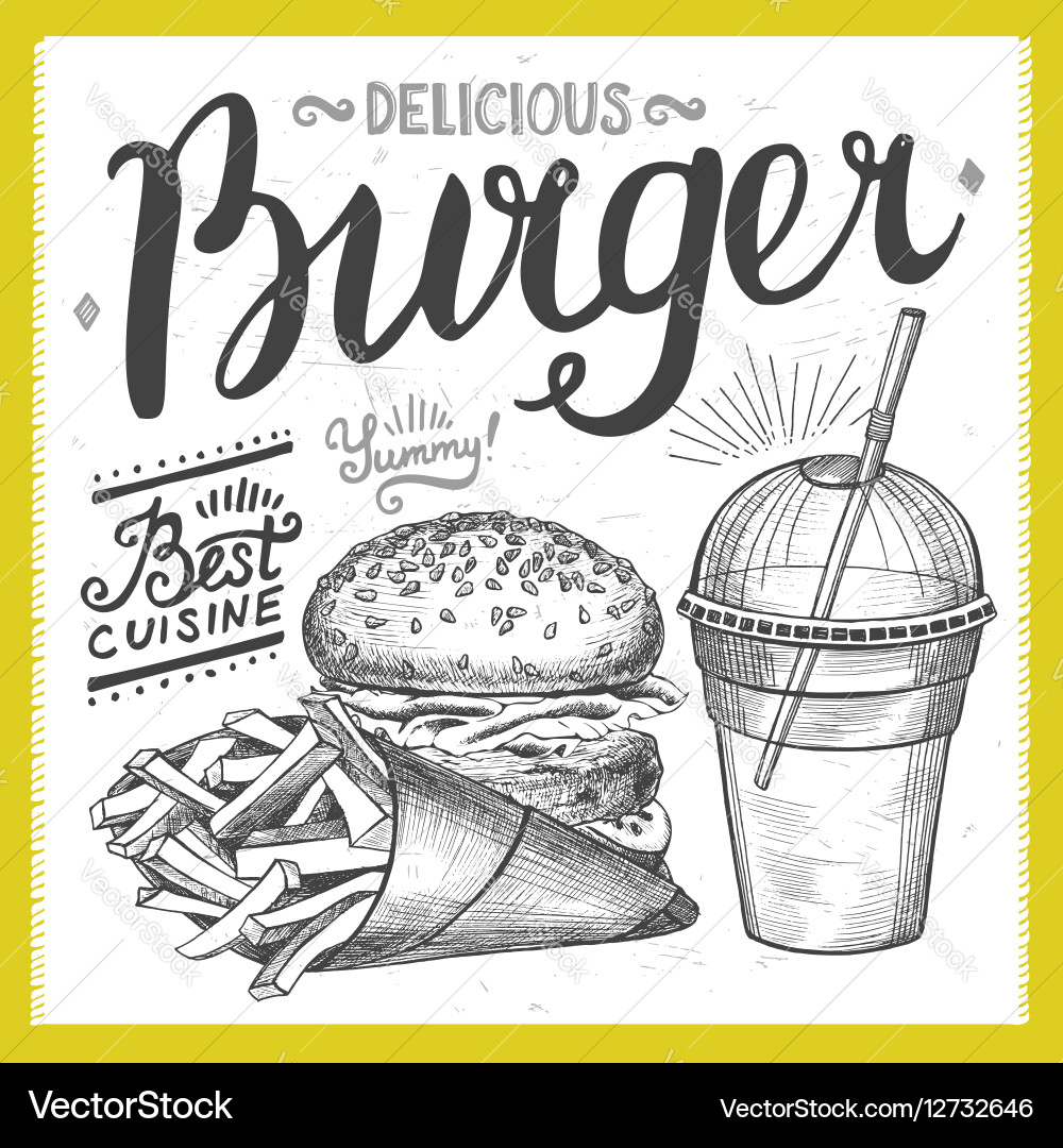 Burger food element for restaurant and cafe Vector Image