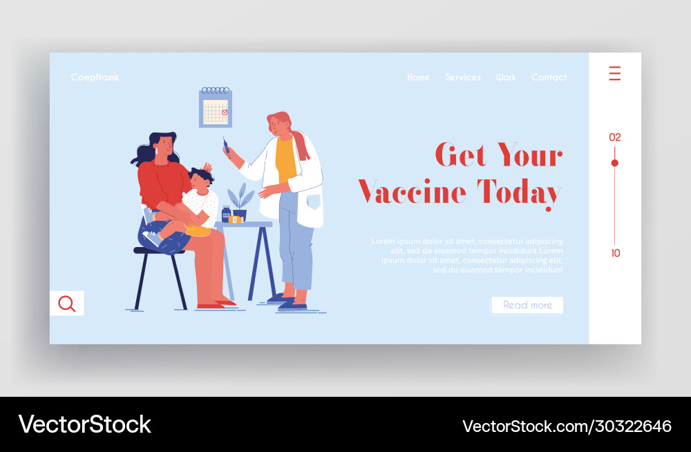 Child immunization landing page template doctor Vector Image