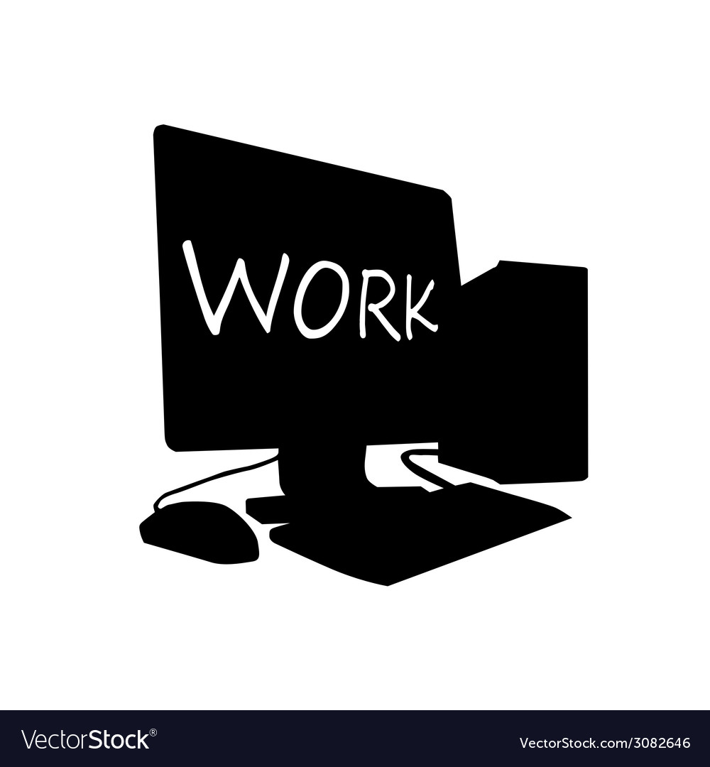 Computer work black Royalty Free Vector Image - VectorStock