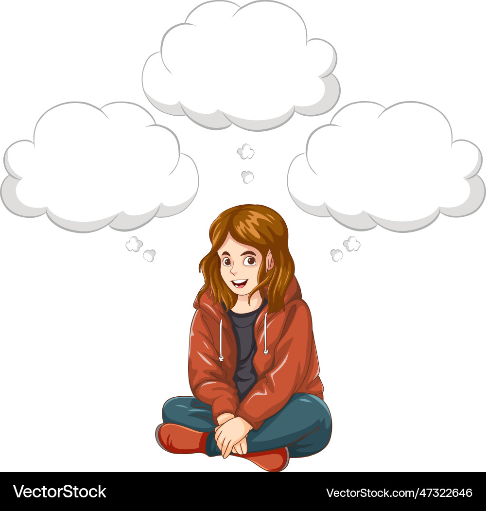 Depressed teenage with speech bubbles Royalty Free Vector