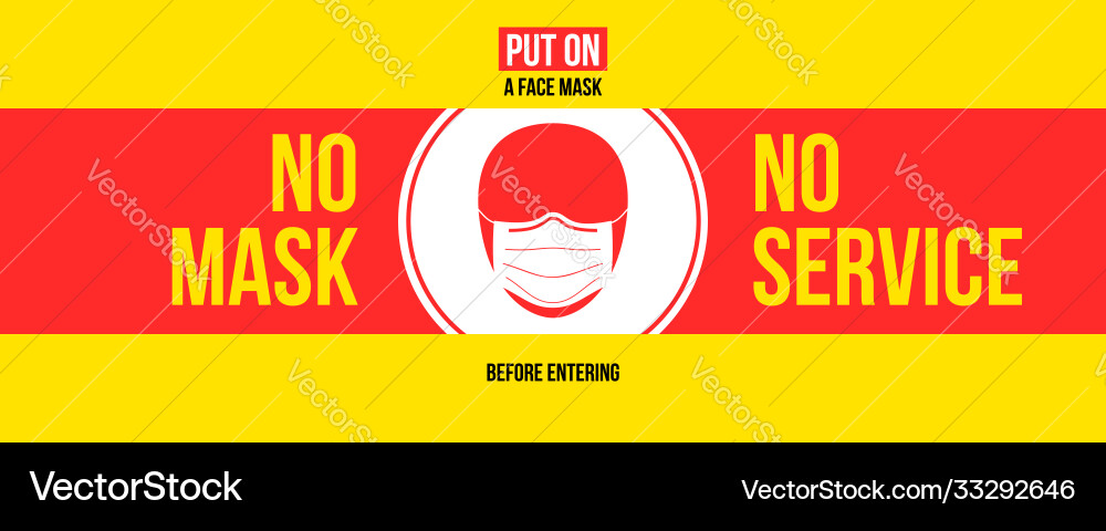 No mask no services warning sign with face icon Vector Image