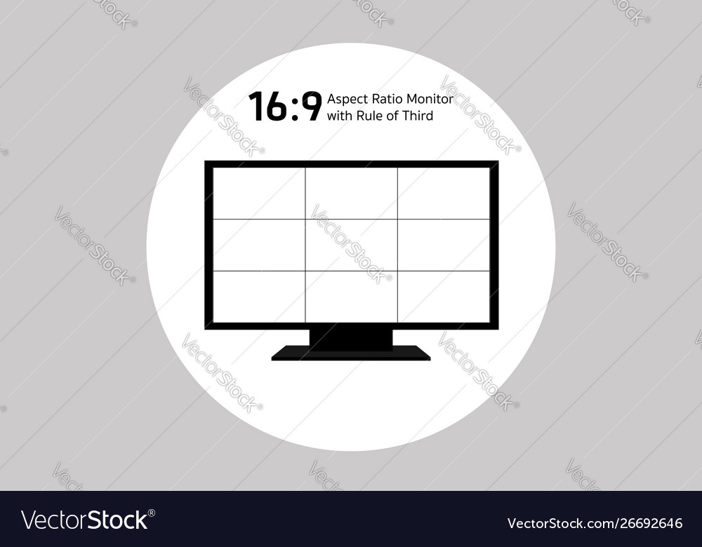 Rule thirds with 16 9 aspect ratio monitor Vector Image