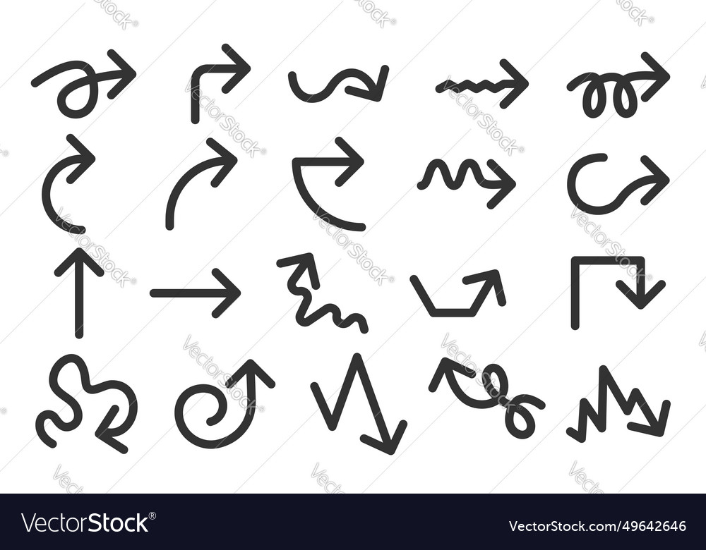 Set icons of different arrows arrow Royalty Free Vector