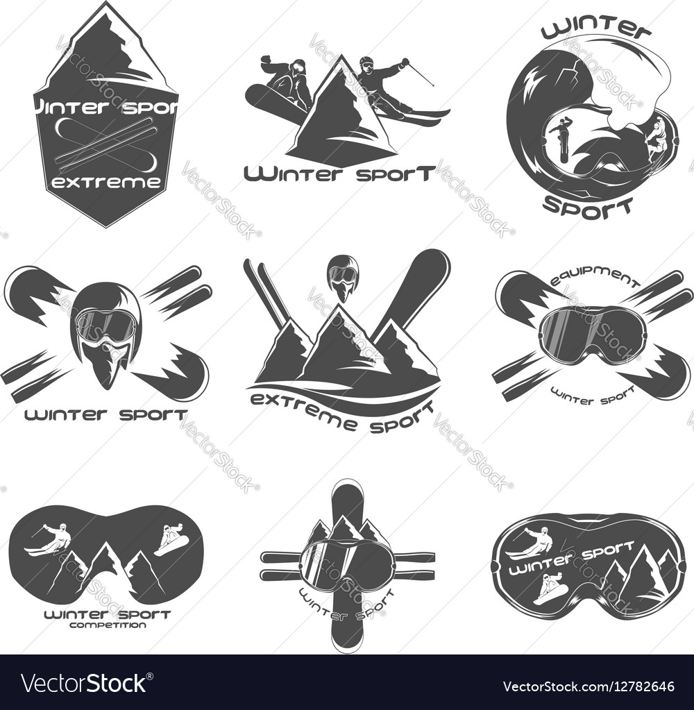 Set winter sport logo design template elements Vector Image