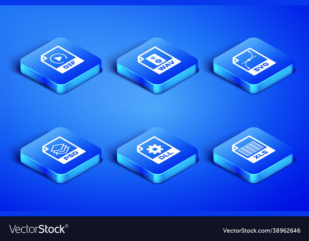 Set xls file document gif dll psd wav and svg Vector Image Set xls file document gif dll psd wav and svg Vector Image
