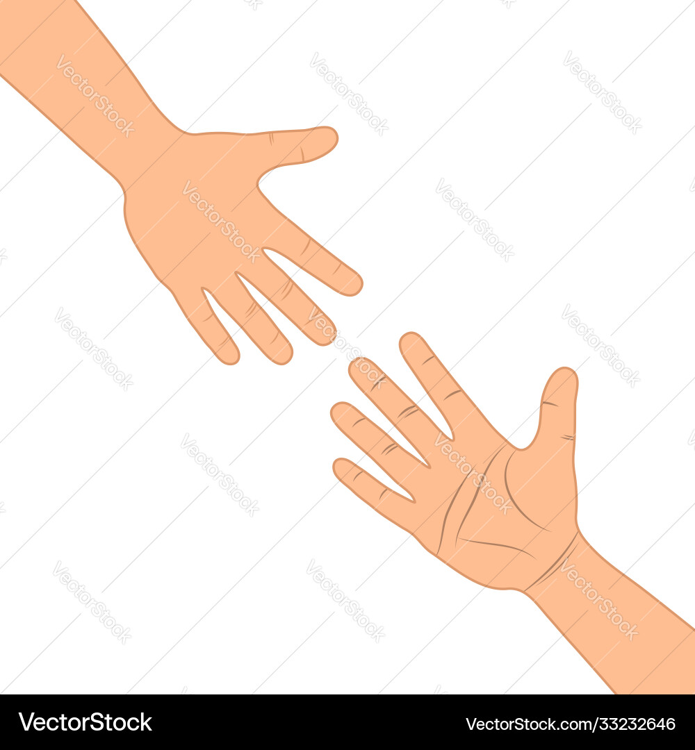 Two people hands touch to each other for design Vector Image