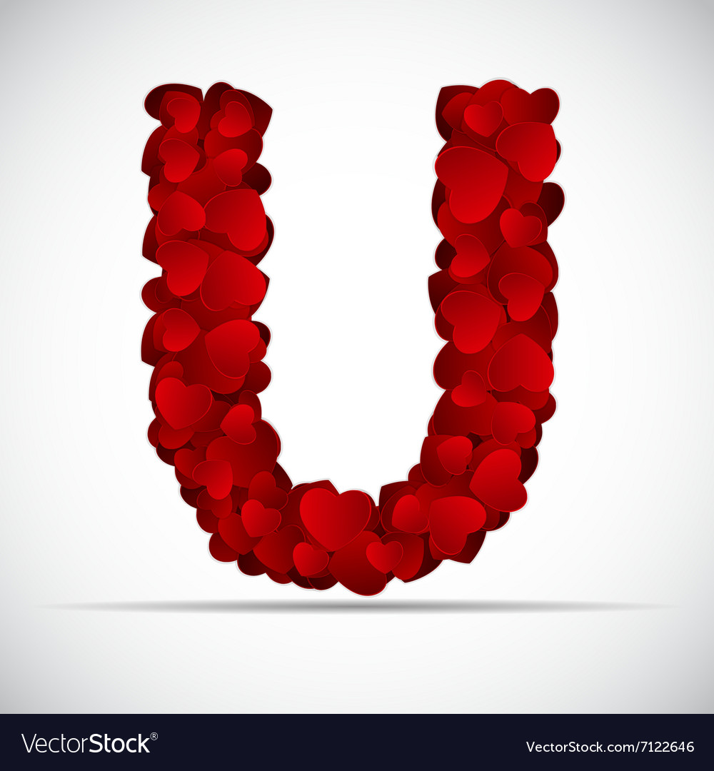 Valentine day alphabet of hearts Royalty Free Vector Image