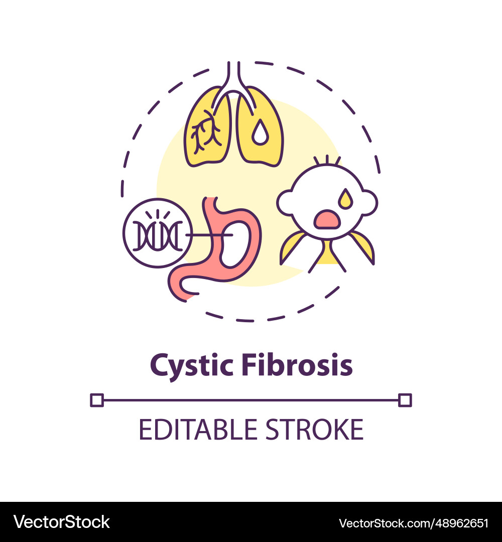 2d customizable thin line icon cystic fibrosis Vector Image