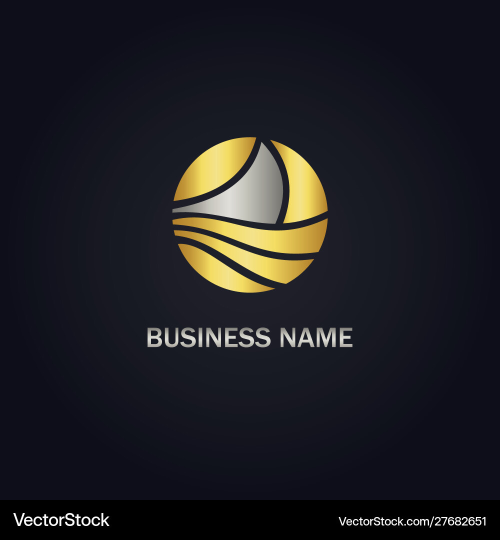 Boat round abstract gold logo Royalty Free Vector Image