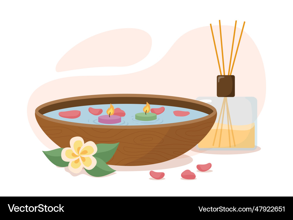 Bowl with flowers for spa concept Royalty Free Vector Image