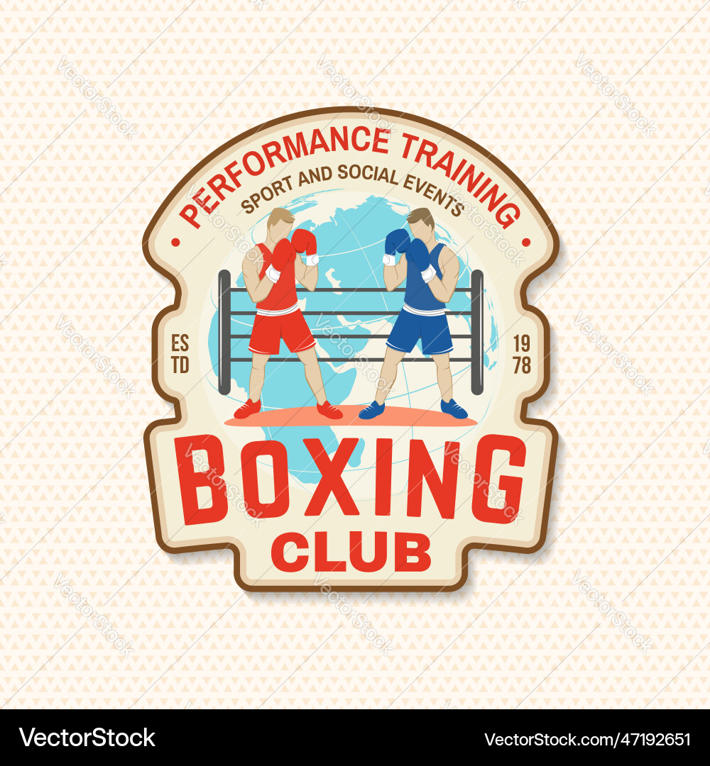 Boxing club badge logo patch design Royalty Free Vector