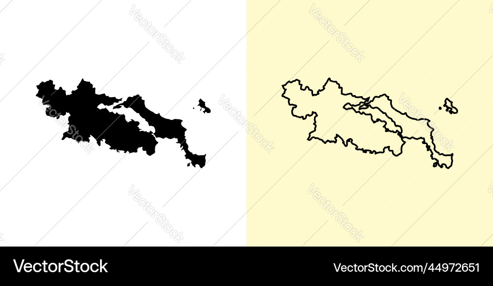 Central greece map greece europe filled Royalty Free Vector