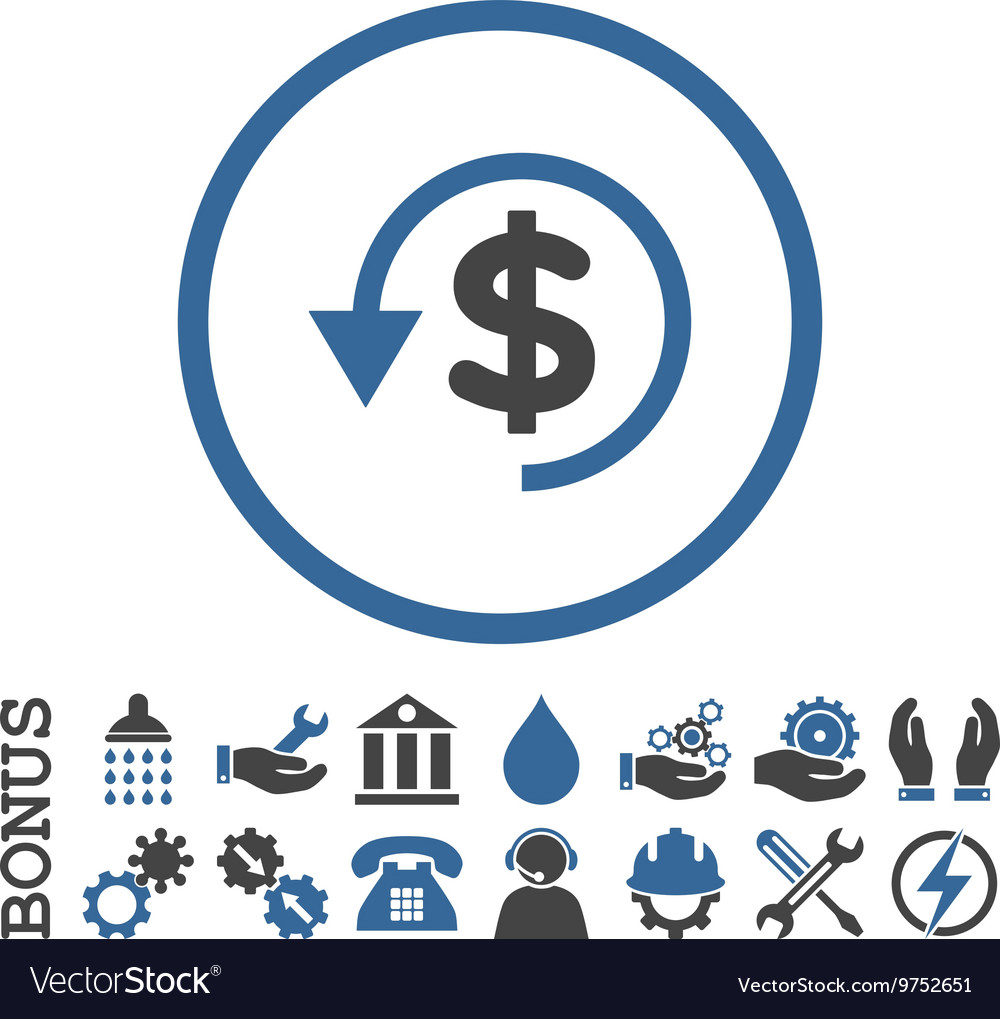 Chargeback flat rounded icon with bonus Royalty Free Vector Chargeback flat rounded icon with bonus Royalty Free Vector