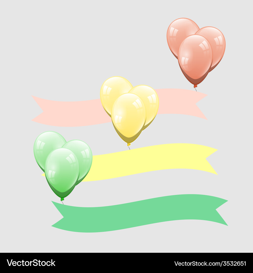 Colorful balloon with ribbon element Royalty Free Vector