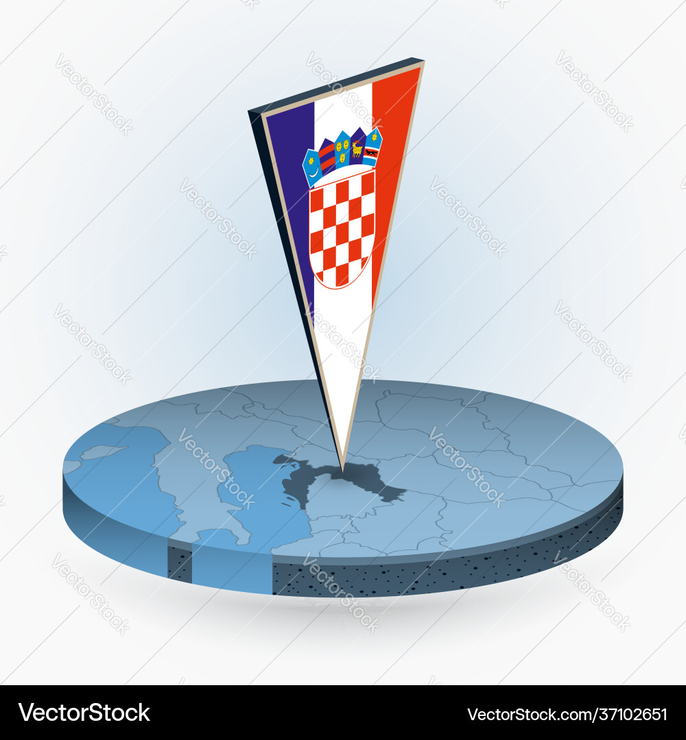 Croatia map in round isometric style Royalty Free Vector