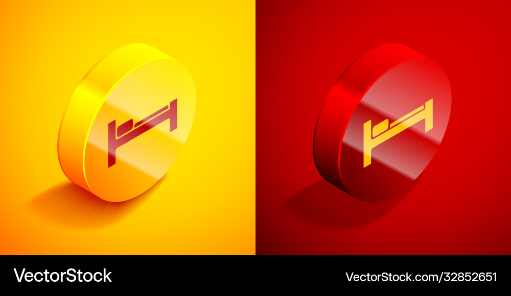 Isometric bed icon isolated on orange and red Vector Image