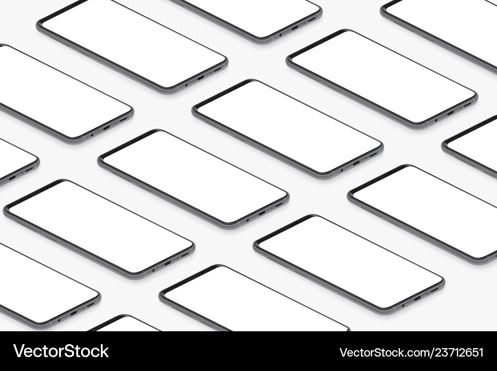 Isometric black realistic smartphones with blank Vector Image