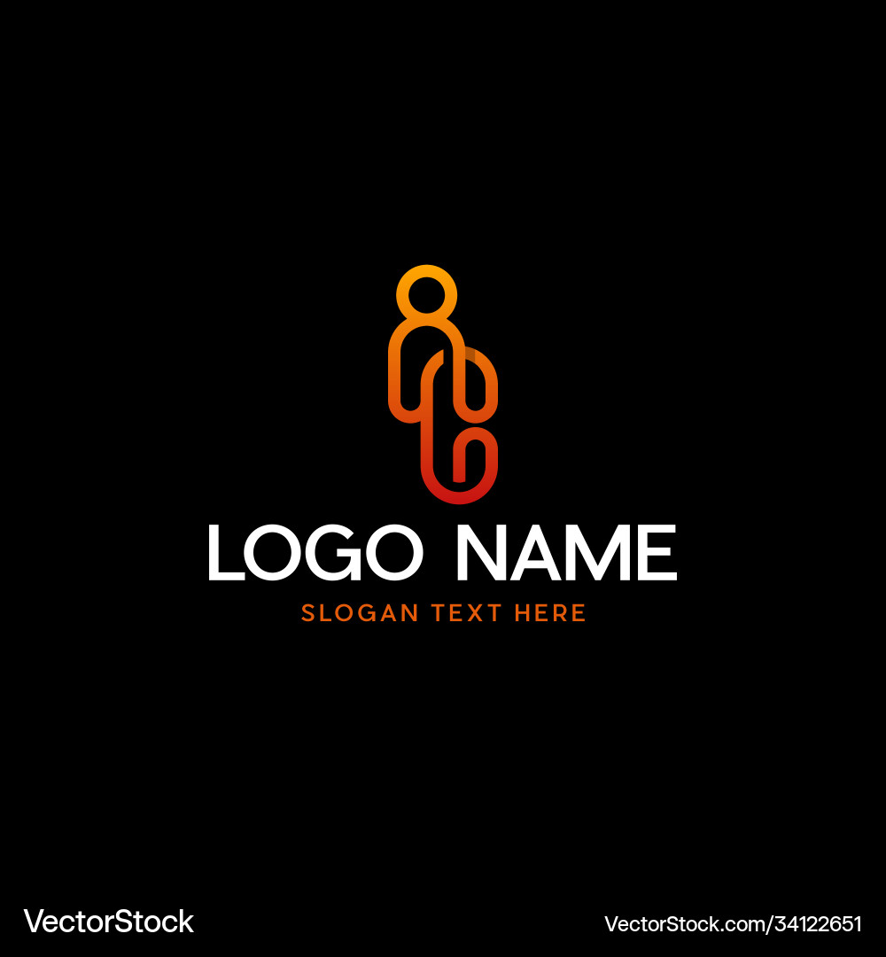 Letter c line human network business logo Vector Image