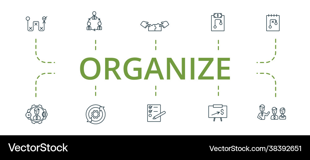 Organize icon set contains editable icons theme Vector Image