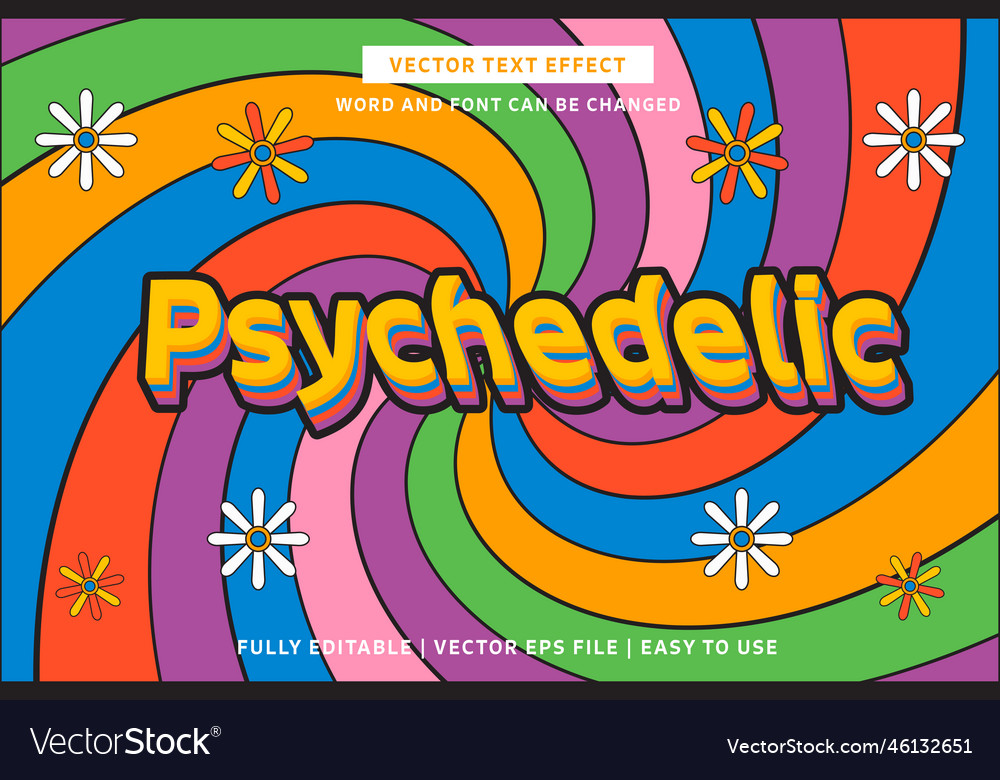 Psychedelic text effect fully editable Royalty Free Vector