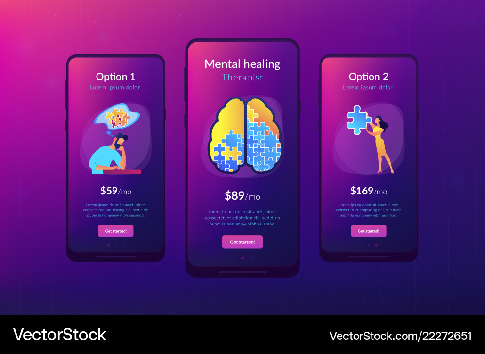 Psychotherapy and psychology app interface Vector Image