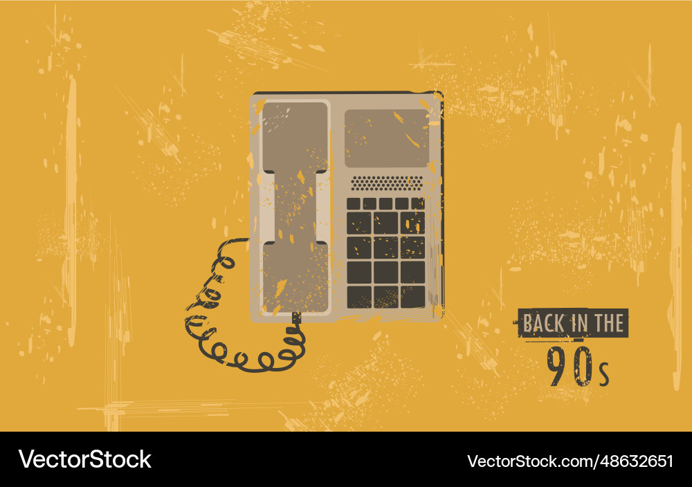 Retro background old telephone on a yellow Vector Image